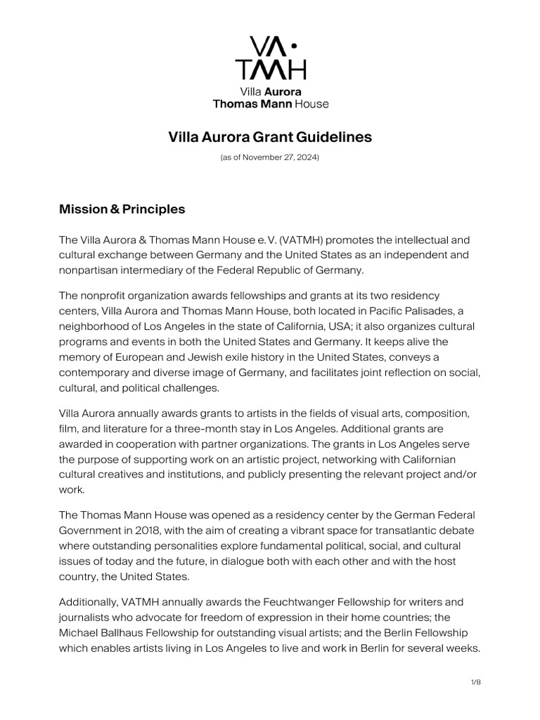 Villa Aurora Grant Application Guide | PDF