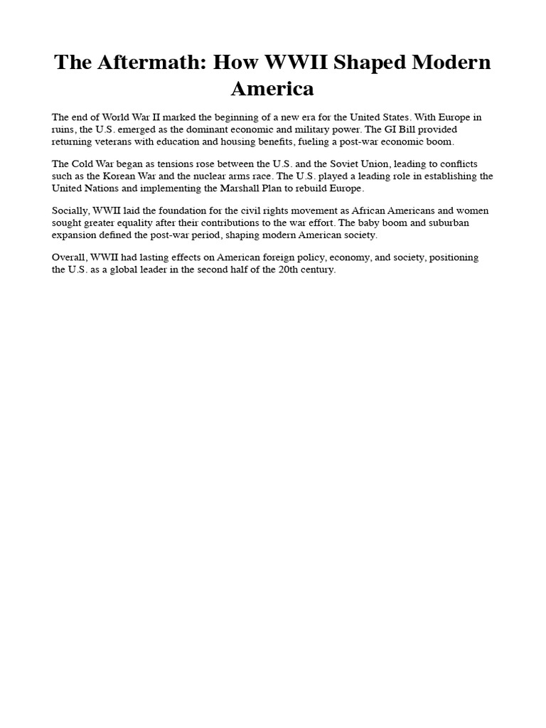 The Aftermath - How WWII Shaped Modern America | PDF