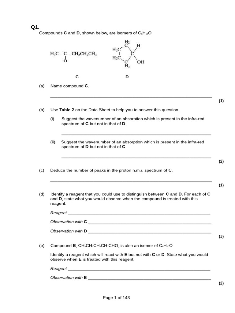 AQA NMR QUESTIONS and ANSWERS | PDF | Proton Nuclear Magnetic Resonance ...