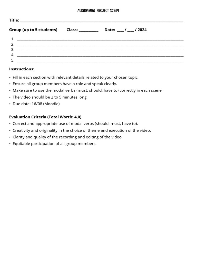 Audiovisual Project Script - template - 1o bimestre ...
