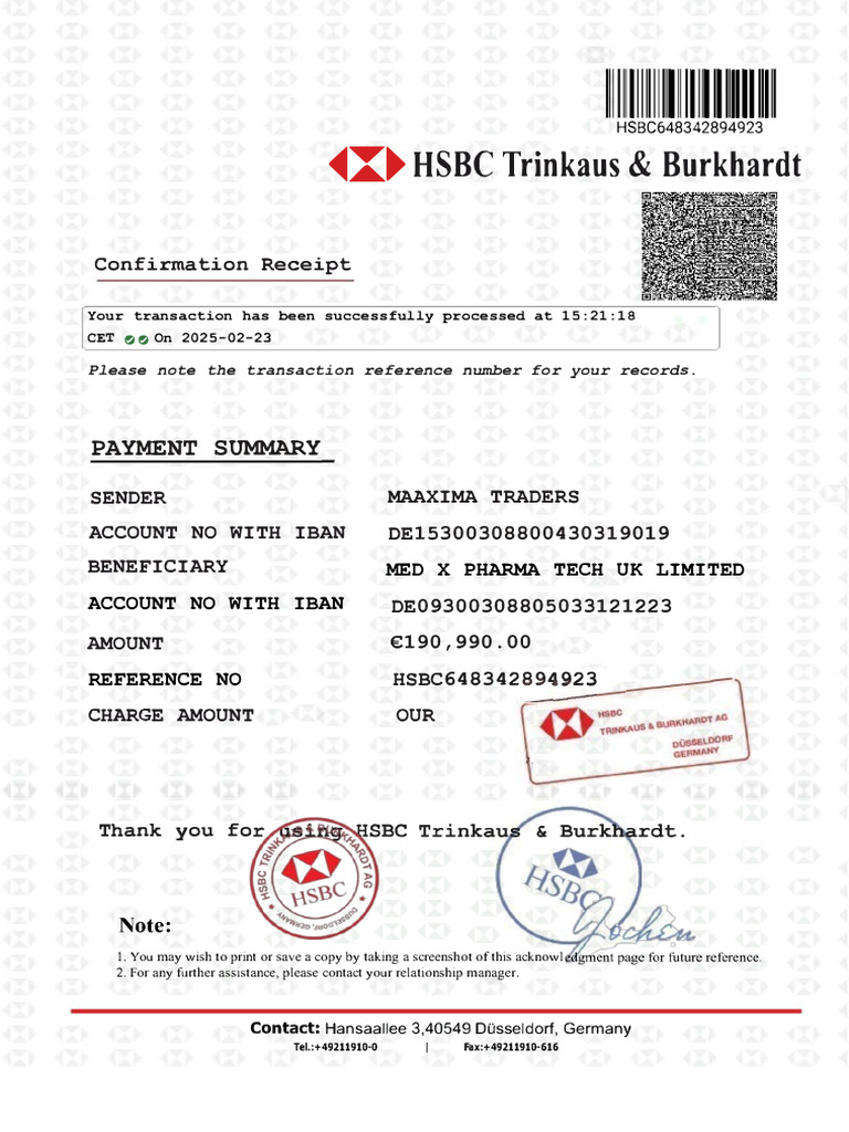 Med X Pharma 1.9k Initiated by Maaxima Complete Slips | PDF | Wire Transfer | Banking Technology
