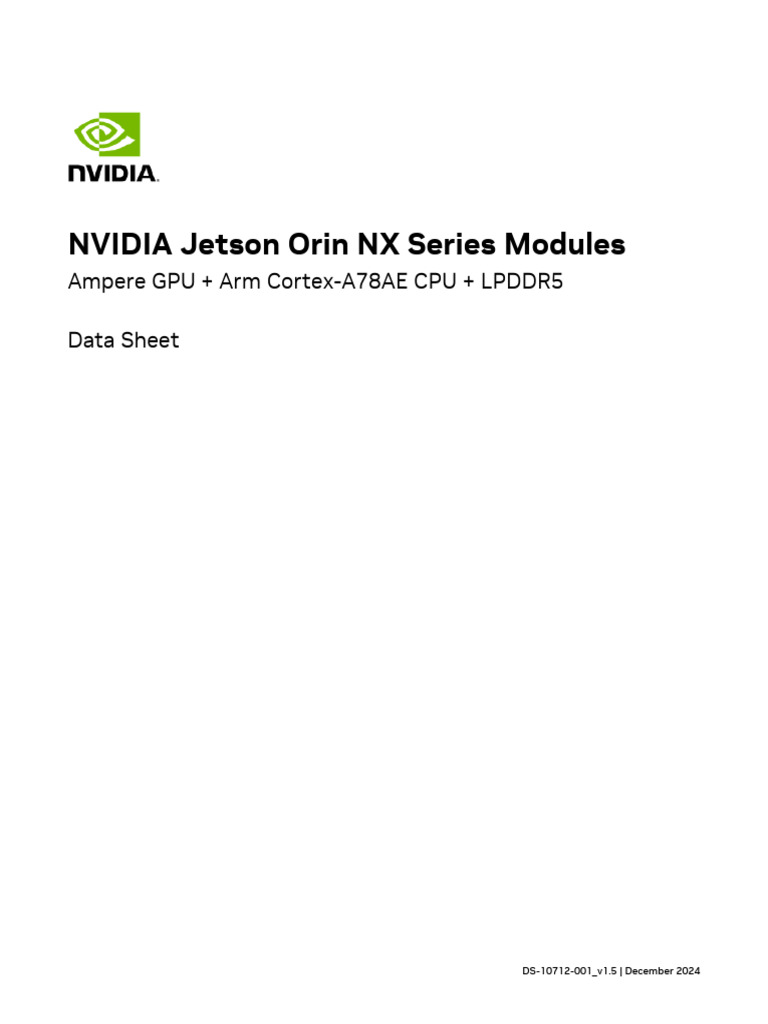 Jetson Orin NX Series Modules Datasheet - DS 10712 001 - v1.5 | PDF | Shader | Cpu Cache