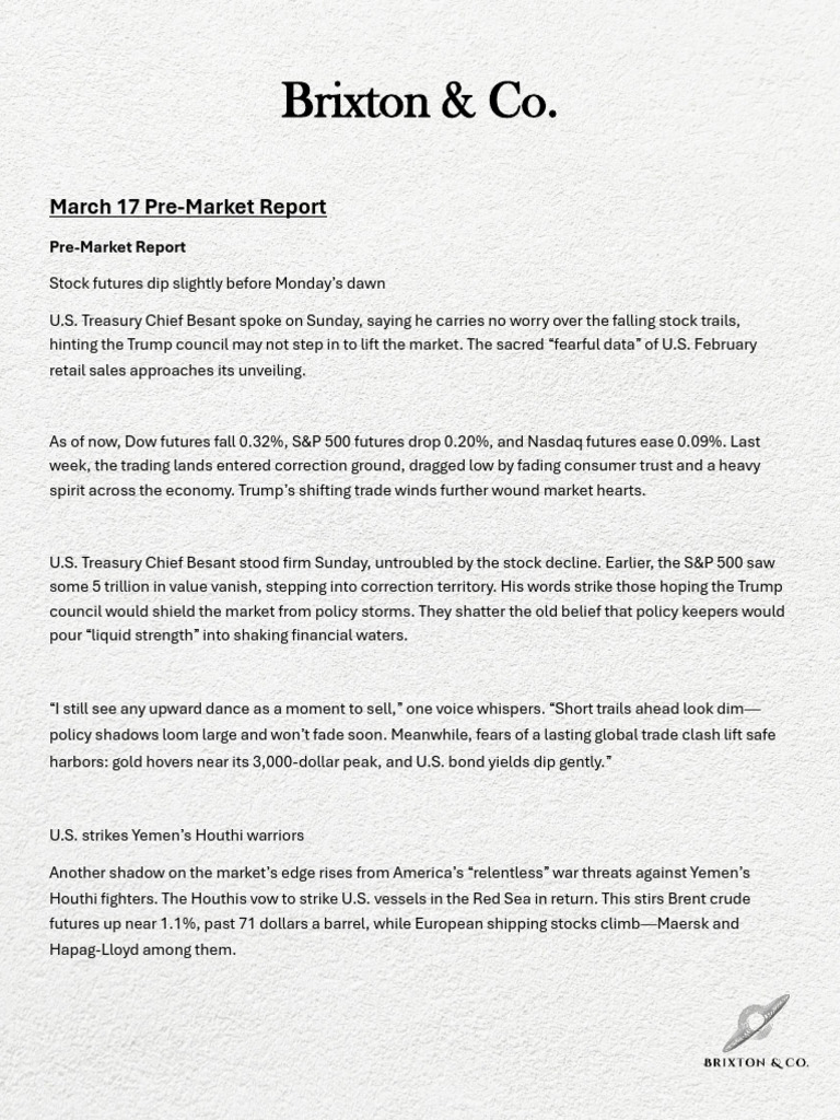 March 17 Pre-Market Stock Analysis | PDF | Federal Reserve | Economies