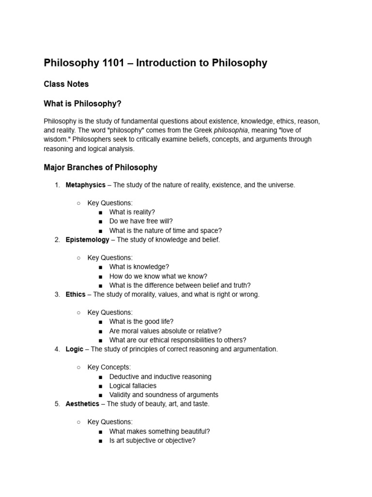Philosophy 1101 - Introduction To Philosophy | PDF | Reason | Logic