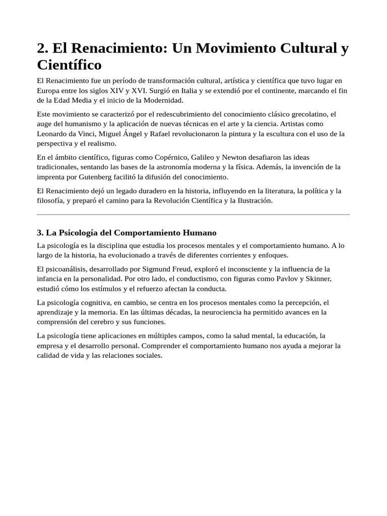 El Renacimiento: Un Movimiento Cultural y Científico: 3. La Psicología Del Comportamiento Humano ...