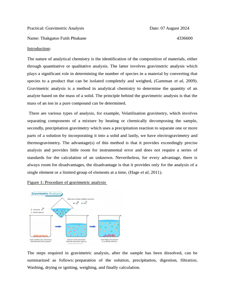 Gravimetric Analyisis Prac 1 | PDF | Applied And Interdisciplinary ...