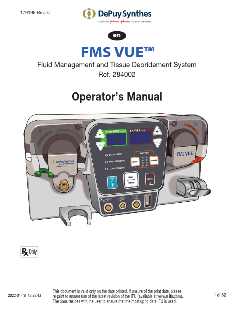 Ifu Fms Vue Depuy J&J | PDF | Electrical Connector | Pump