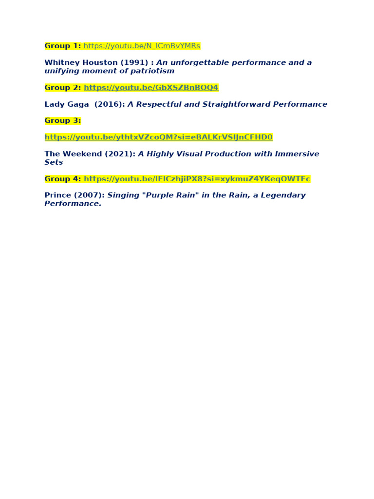 Iconic Music Performances by Artists | PDF
