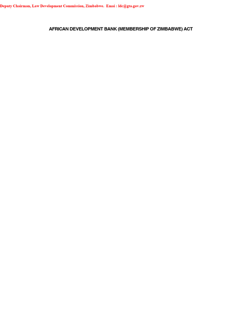 African Development Bank (Membership of Zimbabwe) Act | PDF | Taxes | Banks