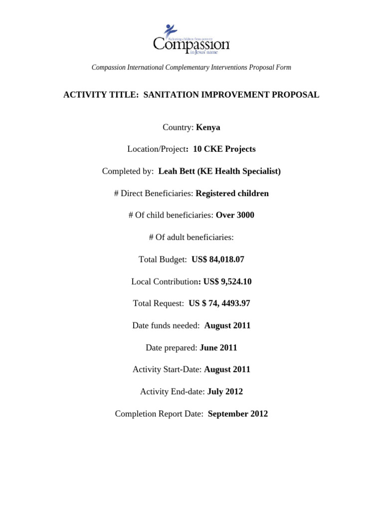Ke Wash Proposal Phase 1-1 | PDF | Wash | Sanitation