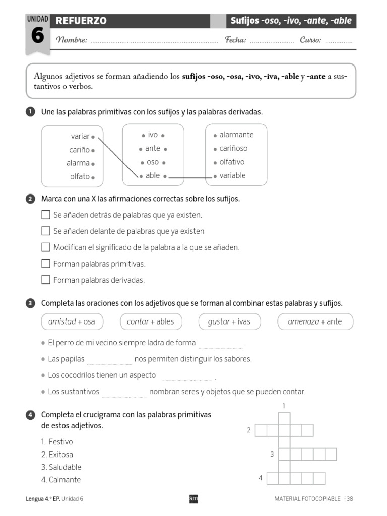 Sufijos Oso, Ivo, Ante y Able | PDF