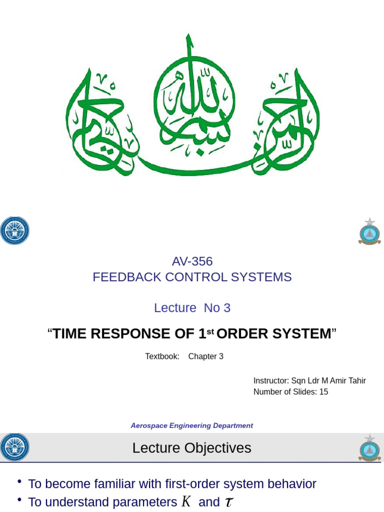 Lecture 03 Av356-TIME RESPONSE OF 1st order system | PDF | Mathematical Objects | Mathematical ...