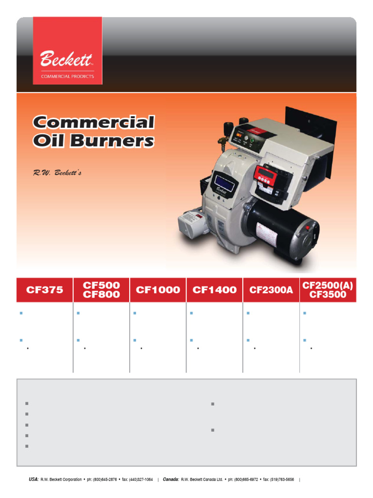 6161201-Commercial-Oil-Burners-Product-Sheet | PDF | Electrical ...