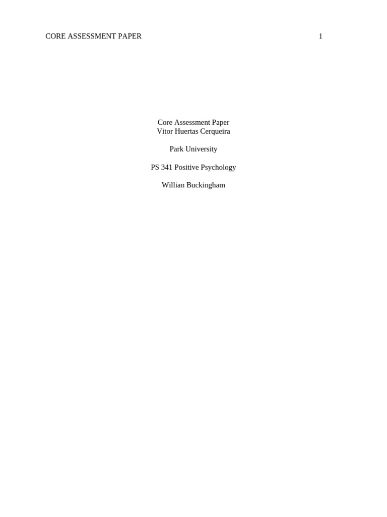 Core Assessment Paper | PDF | Positive Psychology | Psychological ...