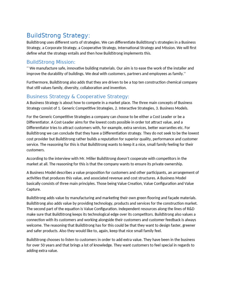 BuildStrong Strategy Complete | PDF | Strategic Management | Business