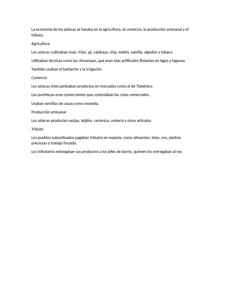 Economía de la Civilización Azteca | PDF