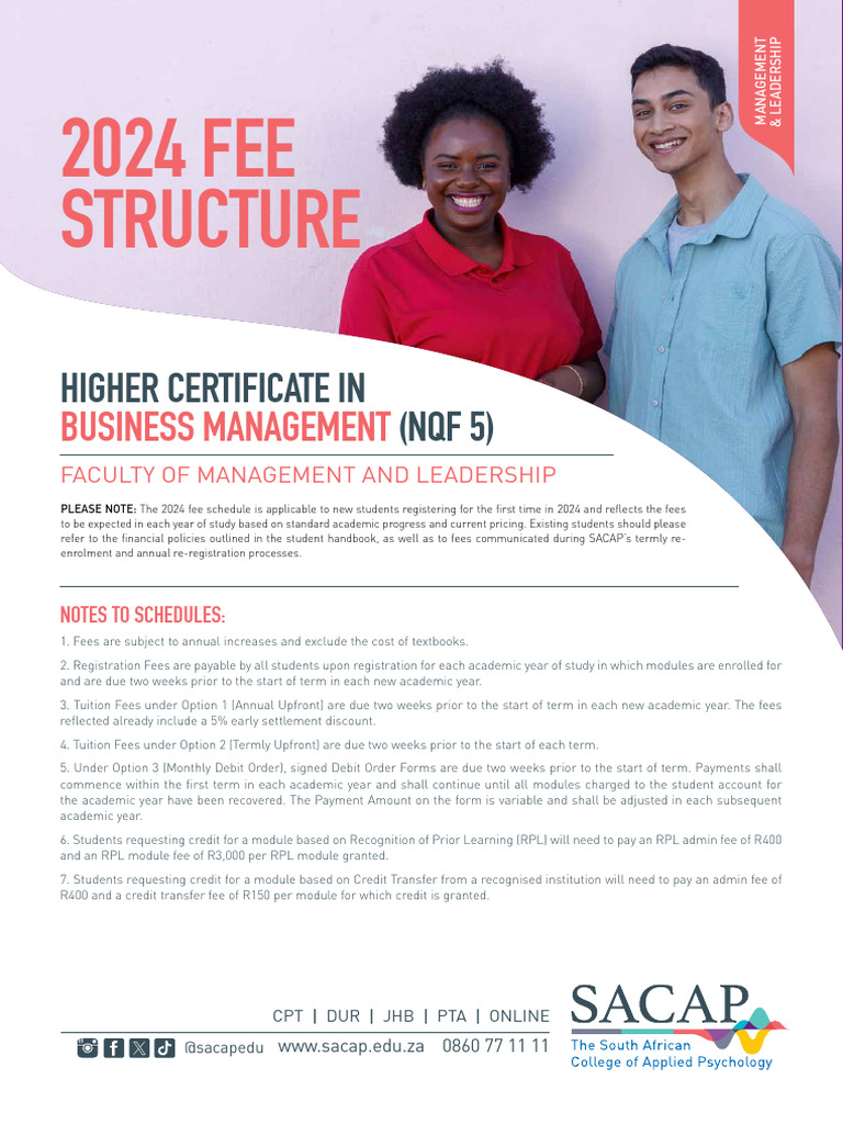 Higher Certificate Business Management | PDF | Fee | Business