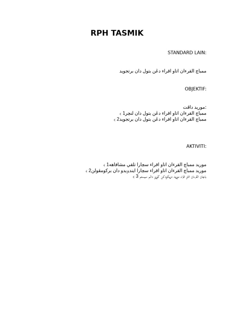 RPH Tasmik | PDF