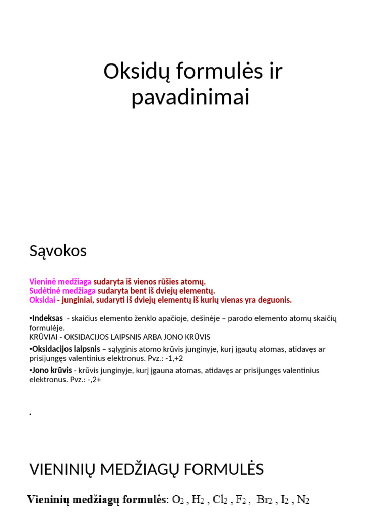 10 - Cheminiu Medziagu Formuliu Sudarymas - PPTX - Kopija - Kopija | PDF