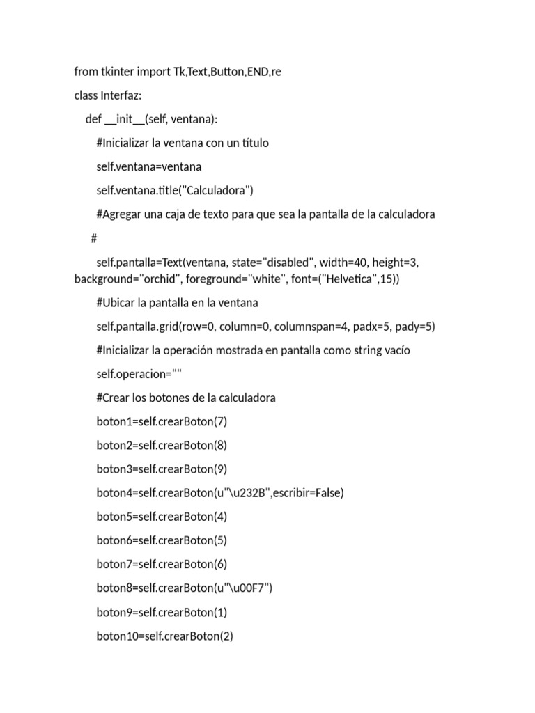 CALCULADORA | PDF | Python (lenguaje de programación) | Ciencias de la Computación