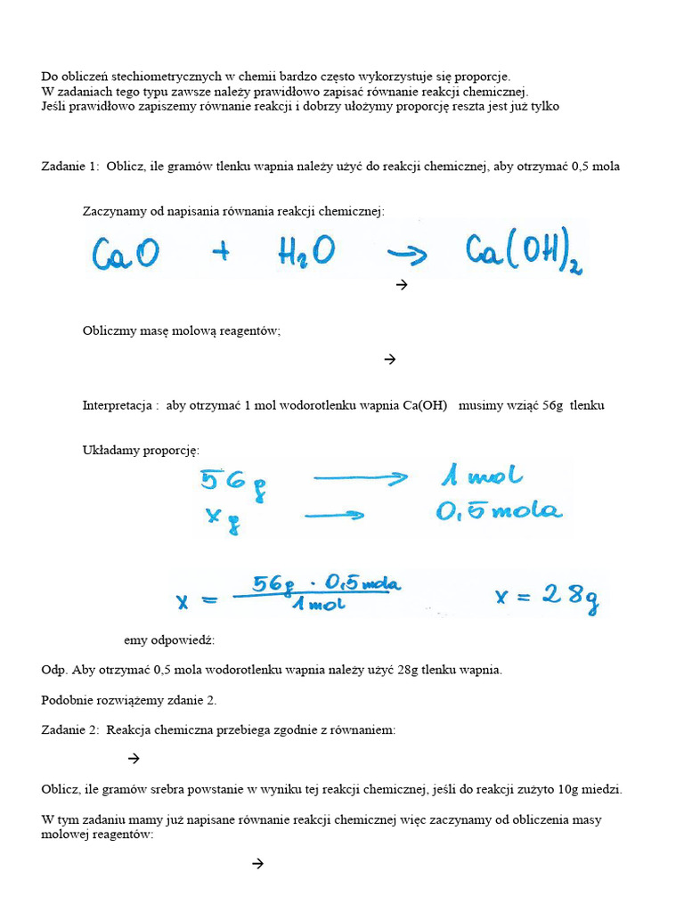 Zadania Obl Wstep Stechiometria | PDF