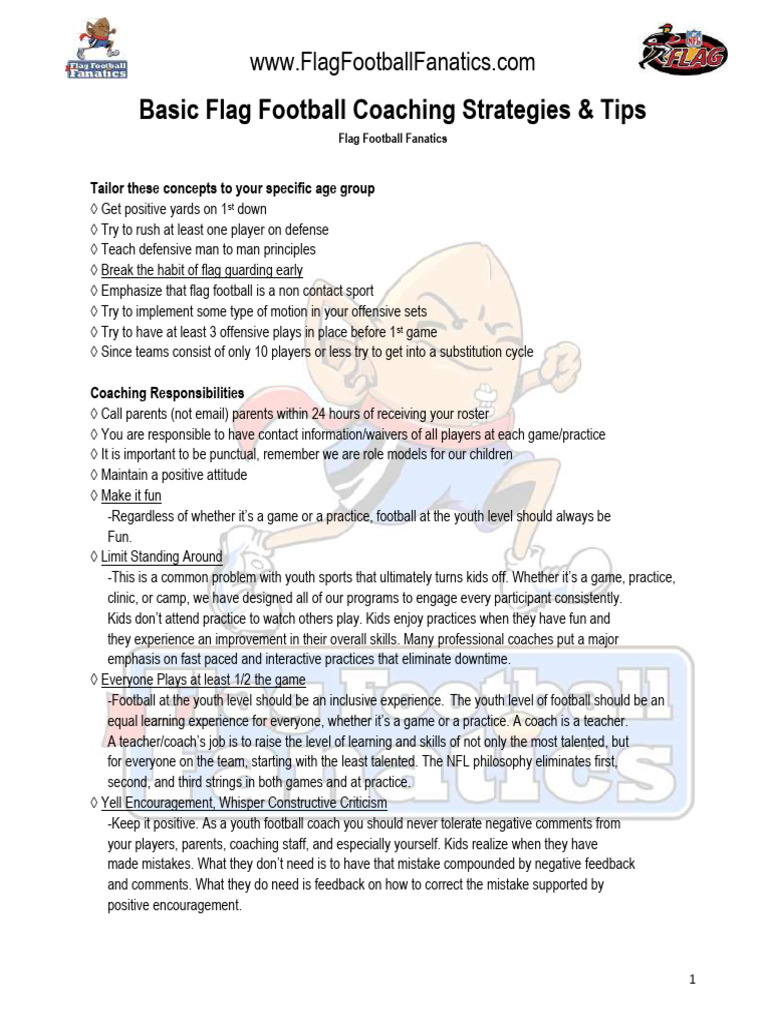 Flag Football Coaching Tips & Strategies | PDF | Quarterback | Gridiron ...