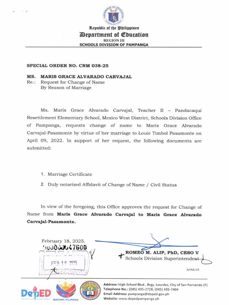 SO NO. CNM 038-25-MARIS GRACE-ALVARADO-CARVAJAL-PASAMONTE | PDF