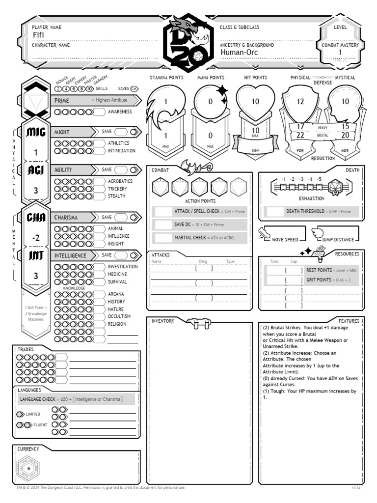 dc20 sheet fifi | PDF | Entertainment | Storytelling