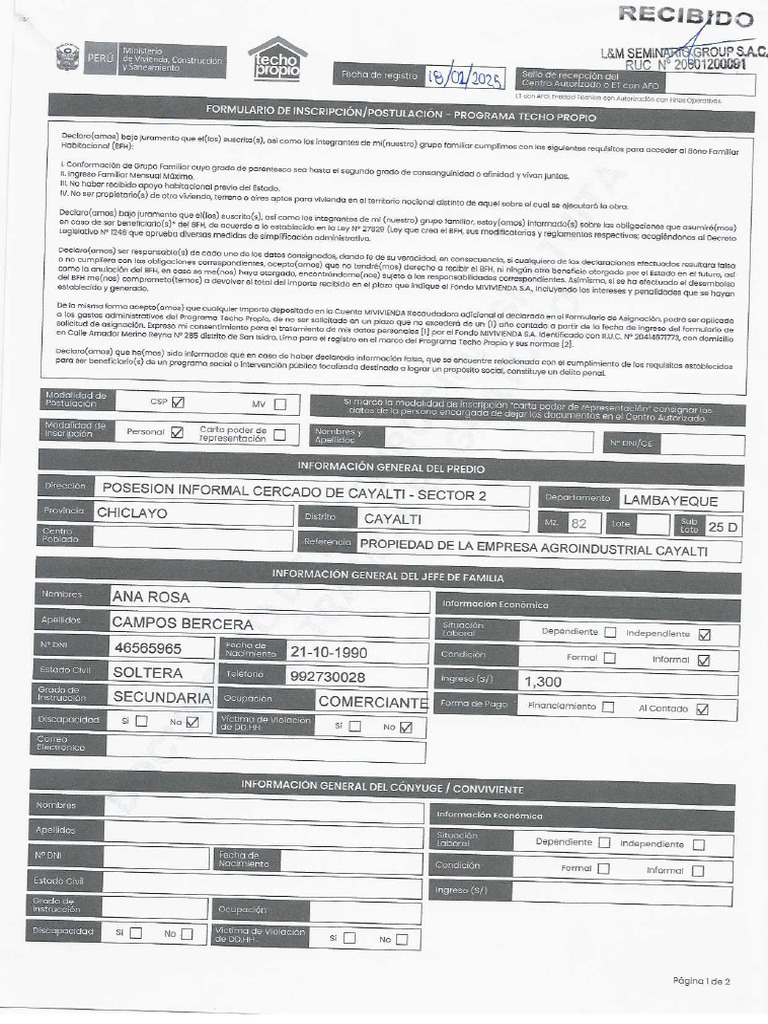 Formulario - Ana - Rosa - Campos | PDF
