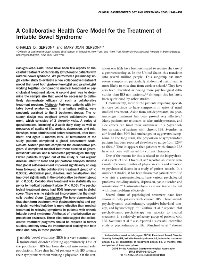 A Collaborative Health Care Model For The Treatmen | PDF | Irritable ...