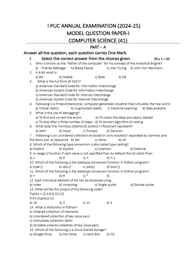 Computer Model Question Papers | PDF | Parameter (Computer Programming) | String (Computer Science)