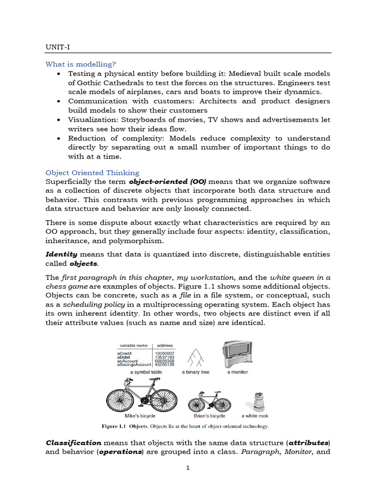 OOAD Unit-I | PDF | Class (Computer Programming) | Unified Modeling ...