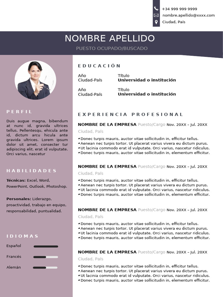 Ejemplo de Currículum Vitae en Español | PDF