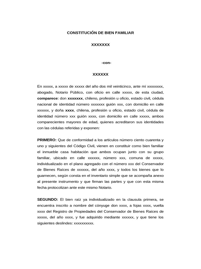 Constitución de Bien Familiar | PDF | Instituciones sociales
