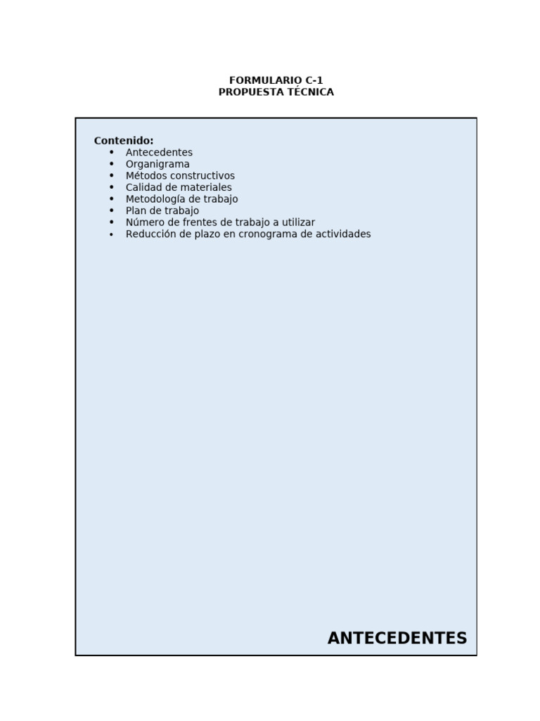Formulario C-1 - PROPUESTA TECNICA | PDF