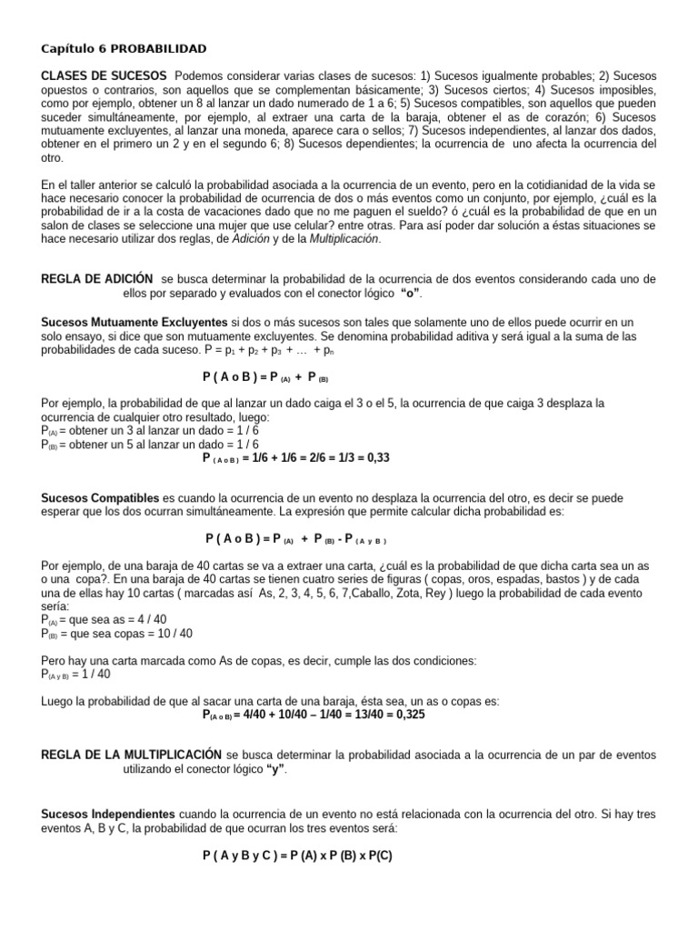 Clases de Sucesos en Probabilidad | PDF | Probabilidad | Teoría de la ...