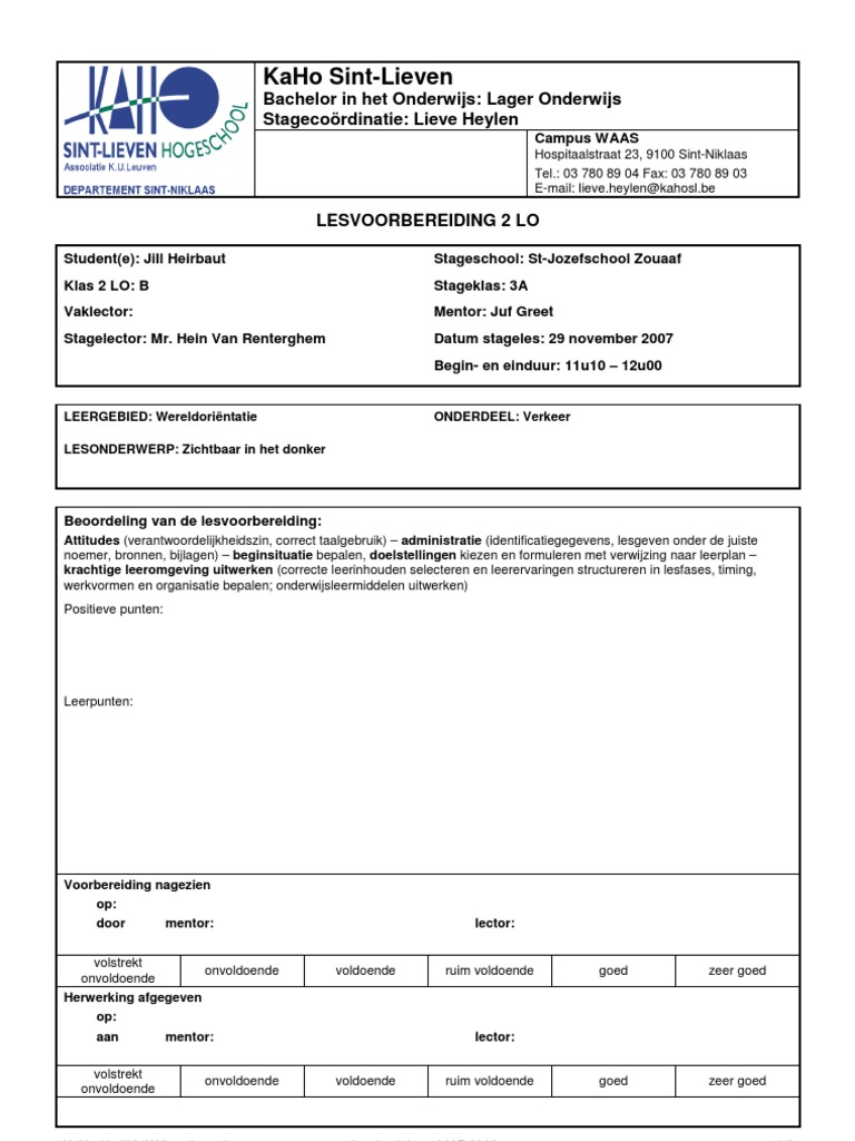 Lesvoorbereiding Verkeer | PDF