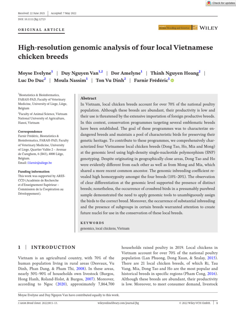 J Animal Breeding Genetics - 2022 - Evelyne - High Resolution Genomic ...