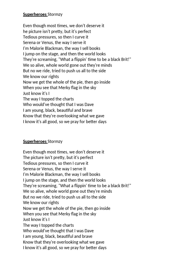 Stormzy's Superheroes: A Lyric Analysis | PDF