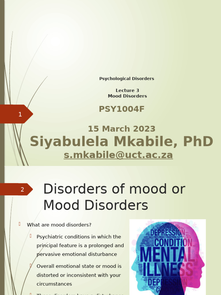 Psychological Disorders Lecture 3 | PDF | Major Depressive Disorder ...