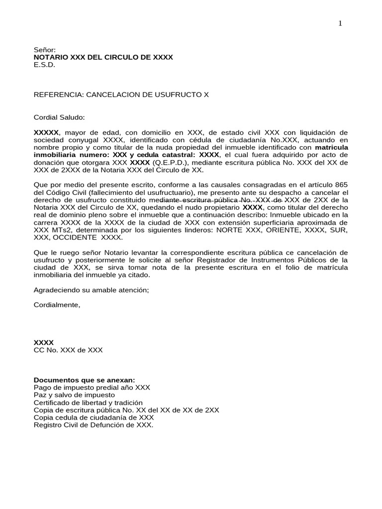 Formato Usufructo | PDF