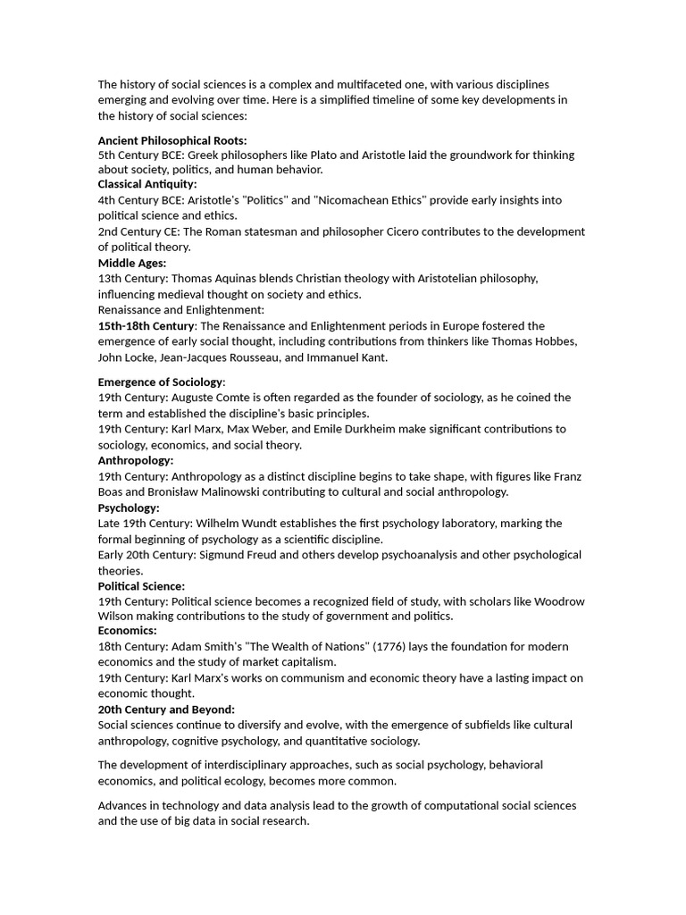 The History of Social Sciences | PDF | Social Sciences | Science