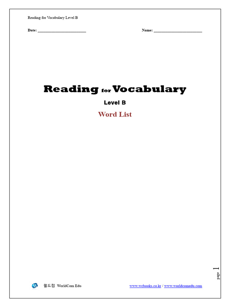 ReadingForVocabulary B WordList | PDF