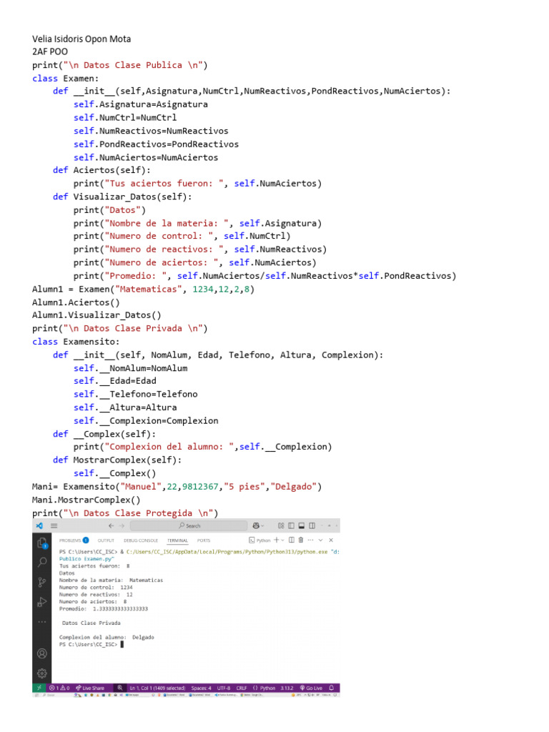 Clases de Exámenes en Python | PDF