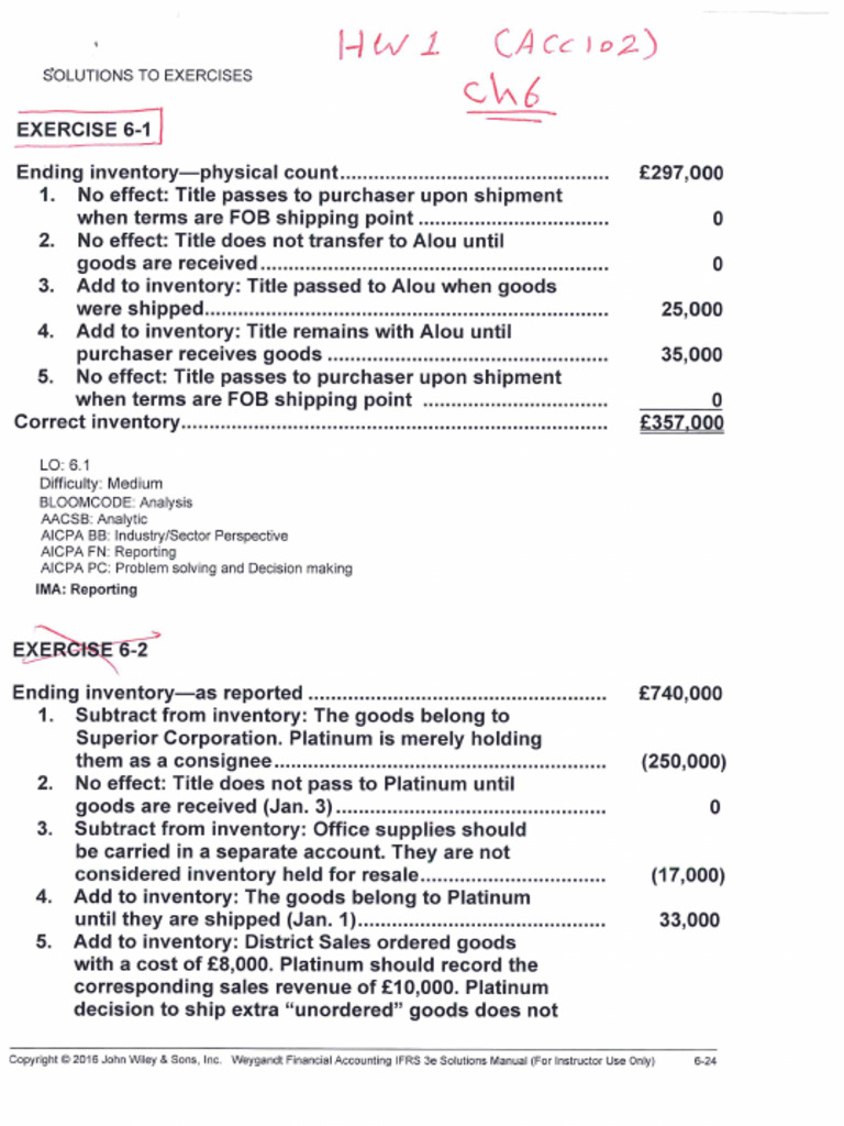 HW1 Solutions CH6 Inventories | PDF