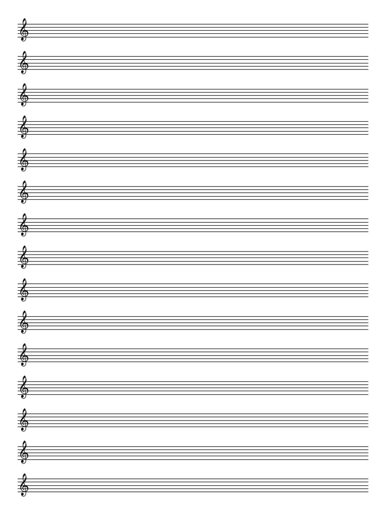 Partitura en Blanco Con Clave de Sol 15 Pentagramas | PDF