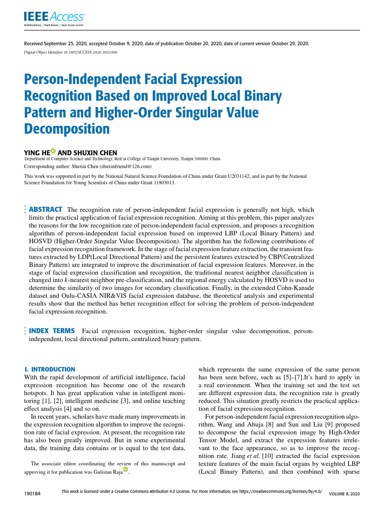Person-Independent Facial Expression Recognition Based On Improved Local Binary Pattern and ...