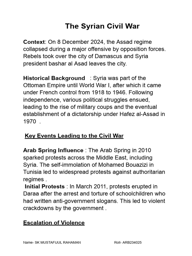 Collapse of Assad Regime in Syria | PDF