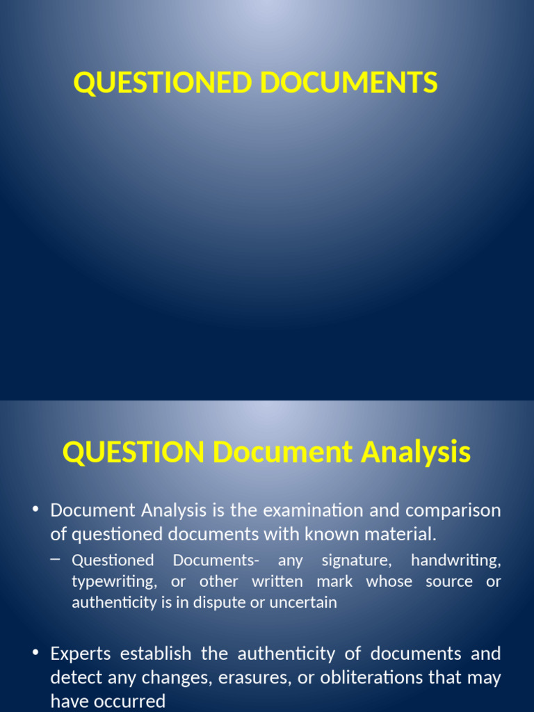 Analyzing Questioned Documents | PDF | Document | Fingerprint