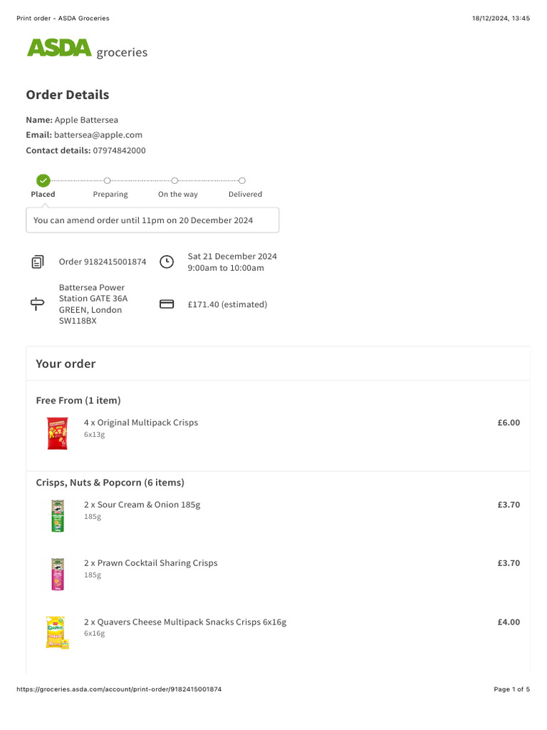 Print Order - ASDA Groceries | PDF | Potato Chip | Cocktails